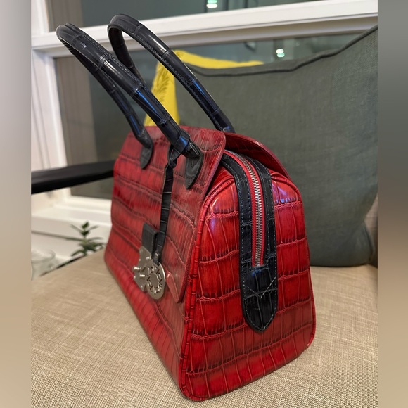 Carlo Pazolini | Bags | Carlo Pazolini Red Leather Satchel Purse Croc ...